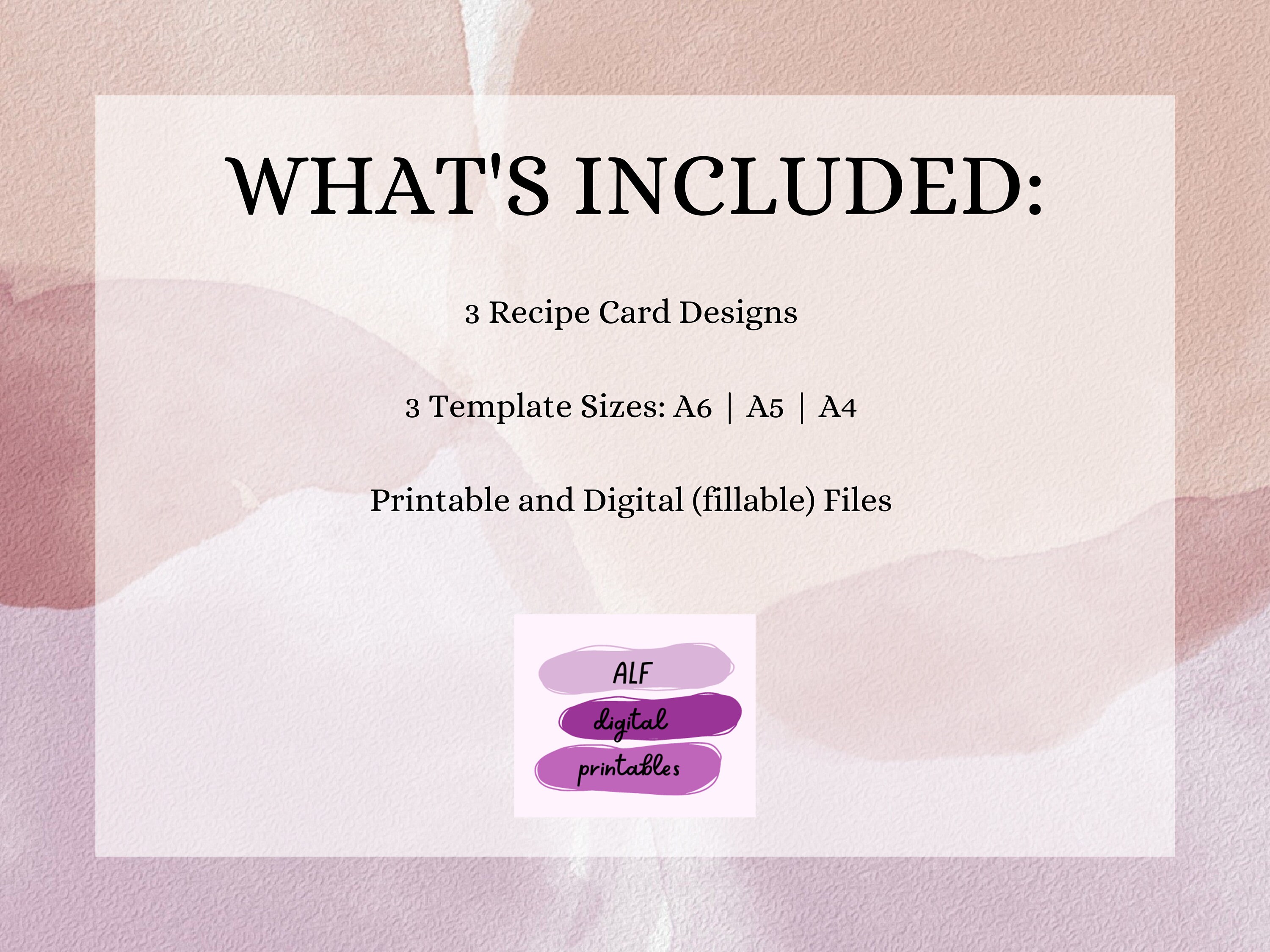 Recipe Card Bundle 3 Design Options 3 Size Templates A6 - Etsy
