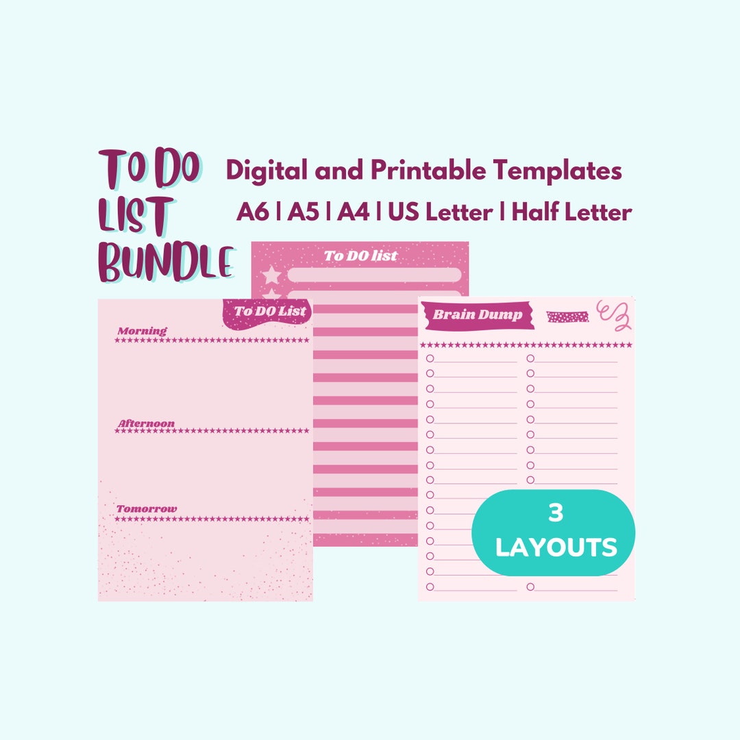 To Do List Bundle | Printable Fillable Templates (digital Download) - Etsy