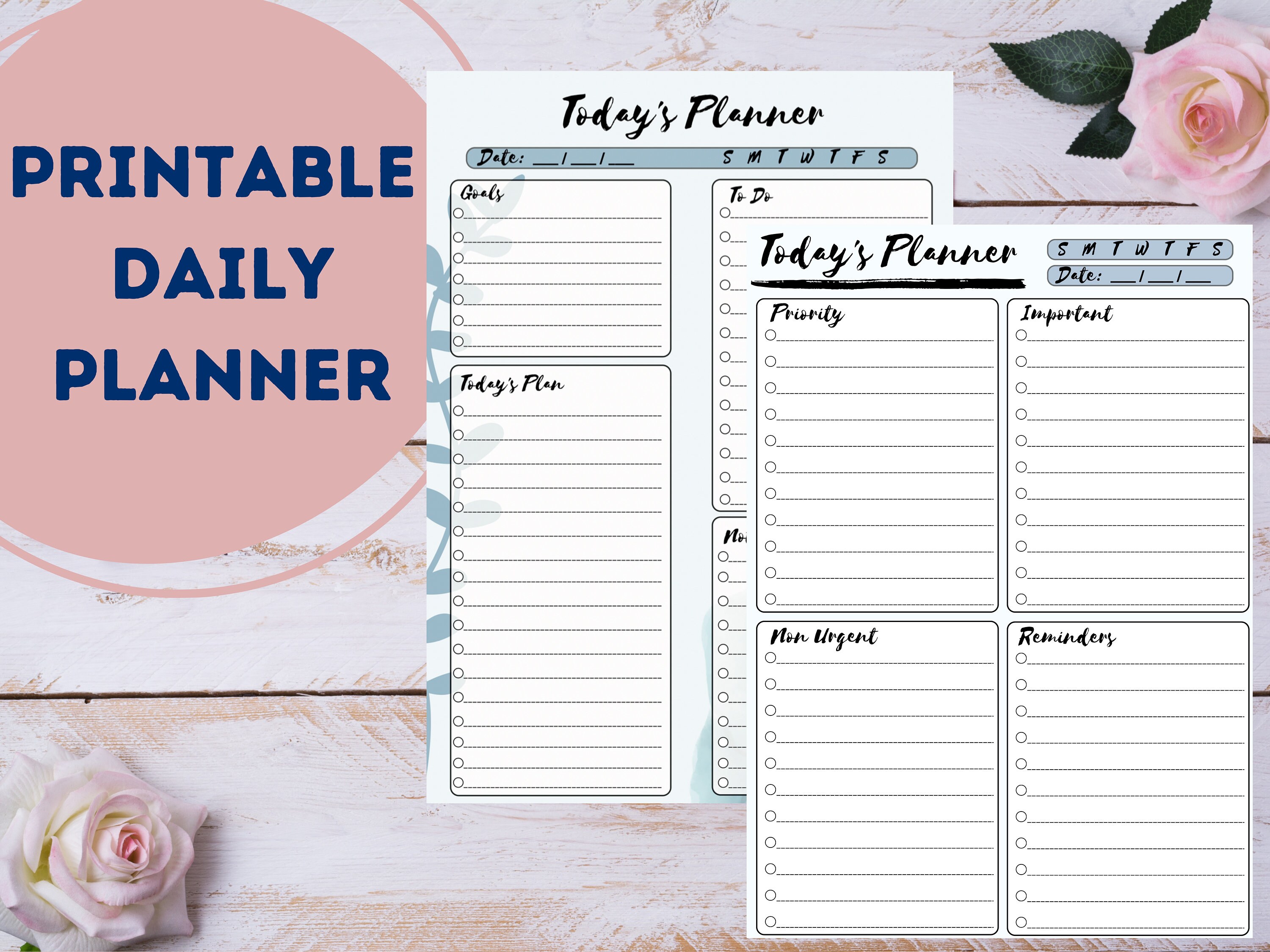 Daily Planner Template | Digital / Fillable Planner | Printable ...