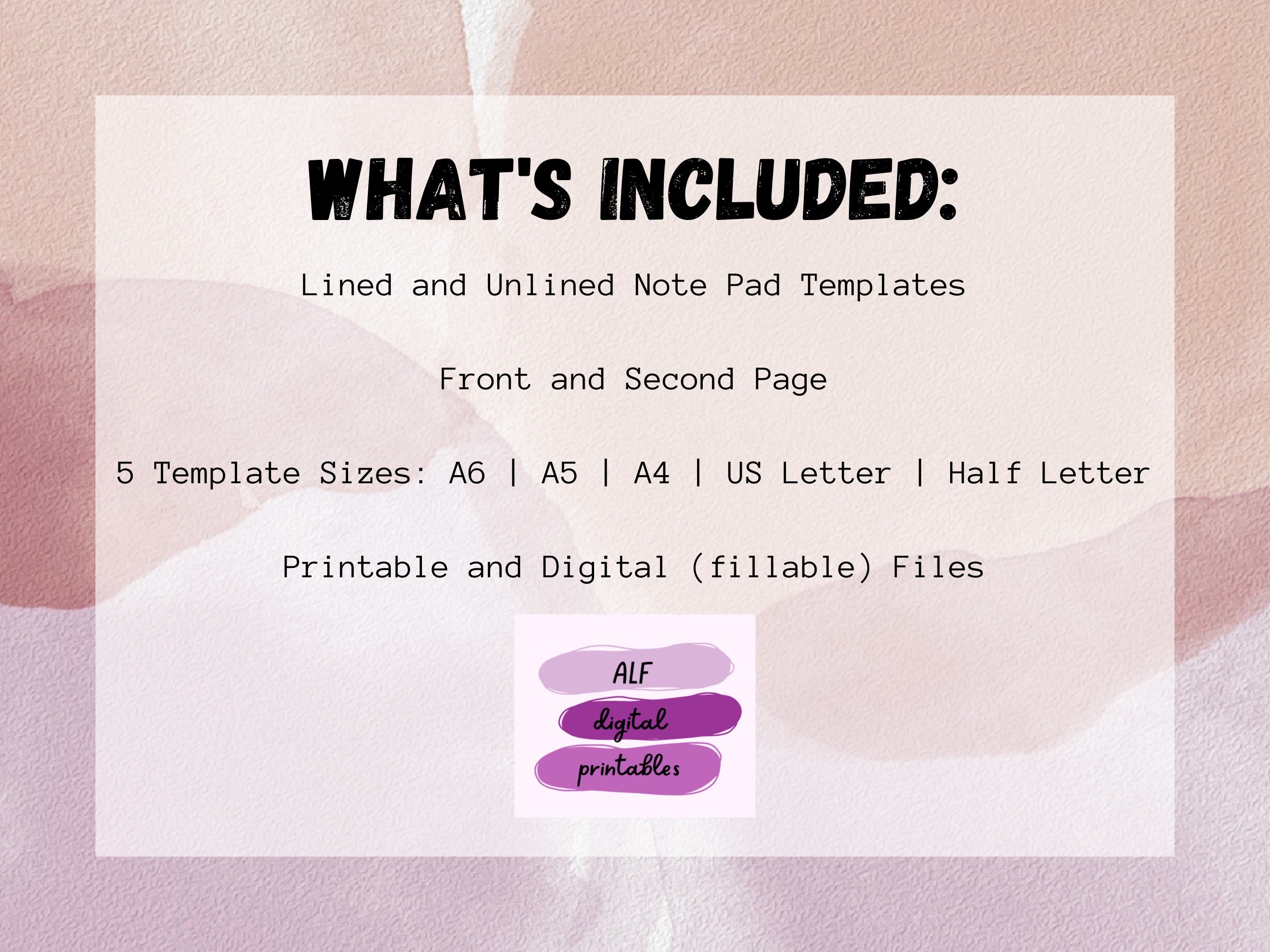 Note Pad | Digital | Fillable | Printable | Lined and Unlined Included ...