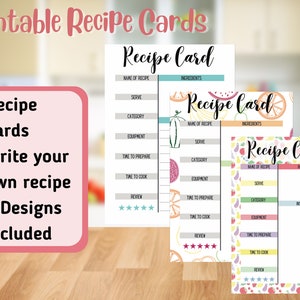Recipe Card Bundle | 3 Design Options | 3 Size Templates A6 - A5 - A4 ...
