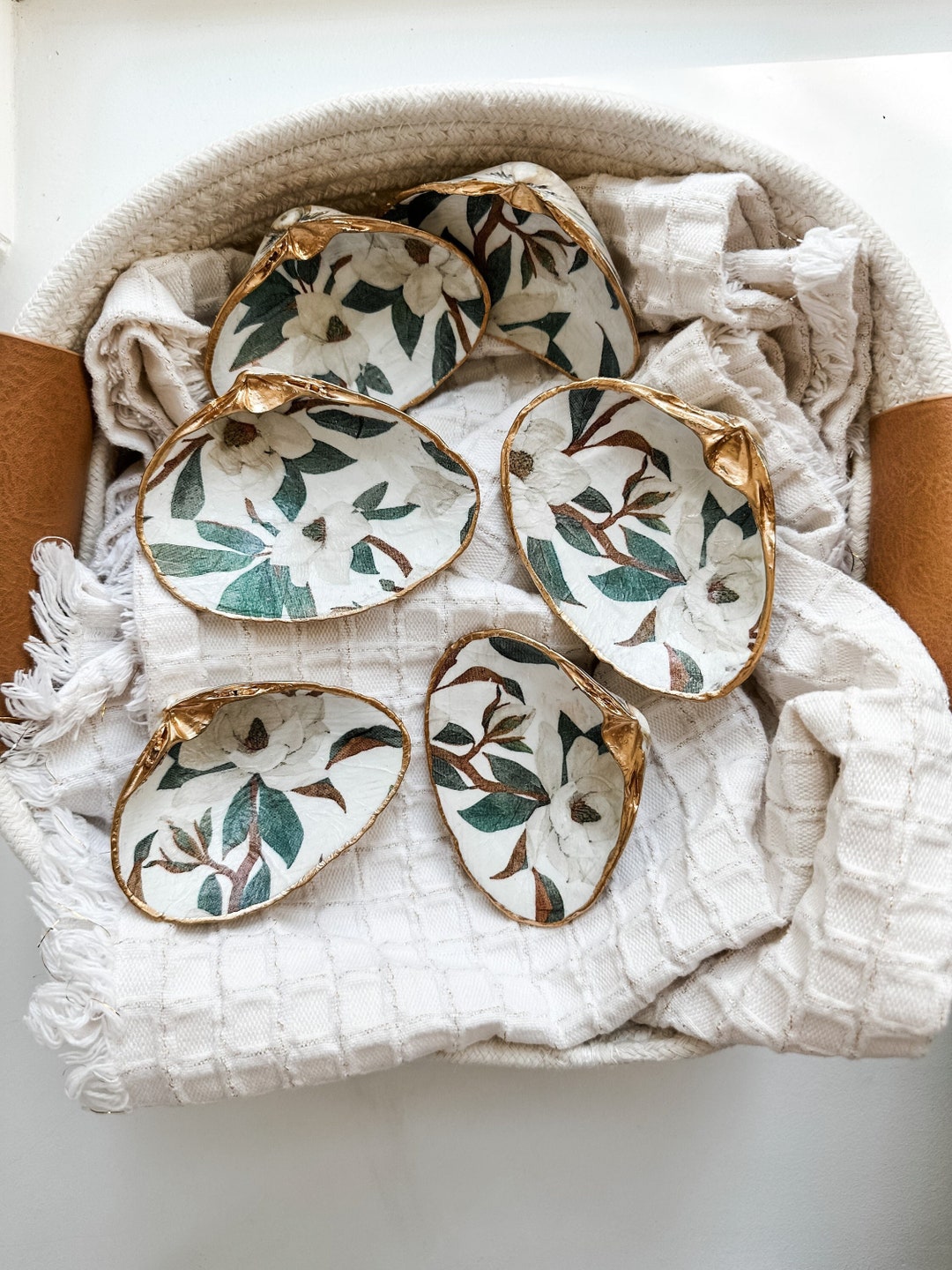 Decorative Seashell Jewelry Dish Magnolia Design - Etsy