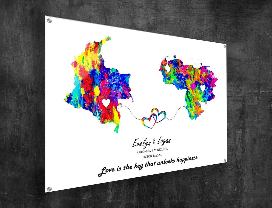 Personalized Acrylic Map Print, Custom Map Art, Engagement Gift, Custom ...