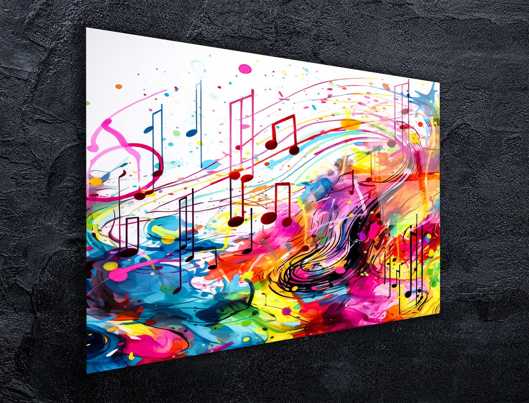 Colorful Graffiti Music Notes Wall Painting, Acrylic Wall Art Panel ...