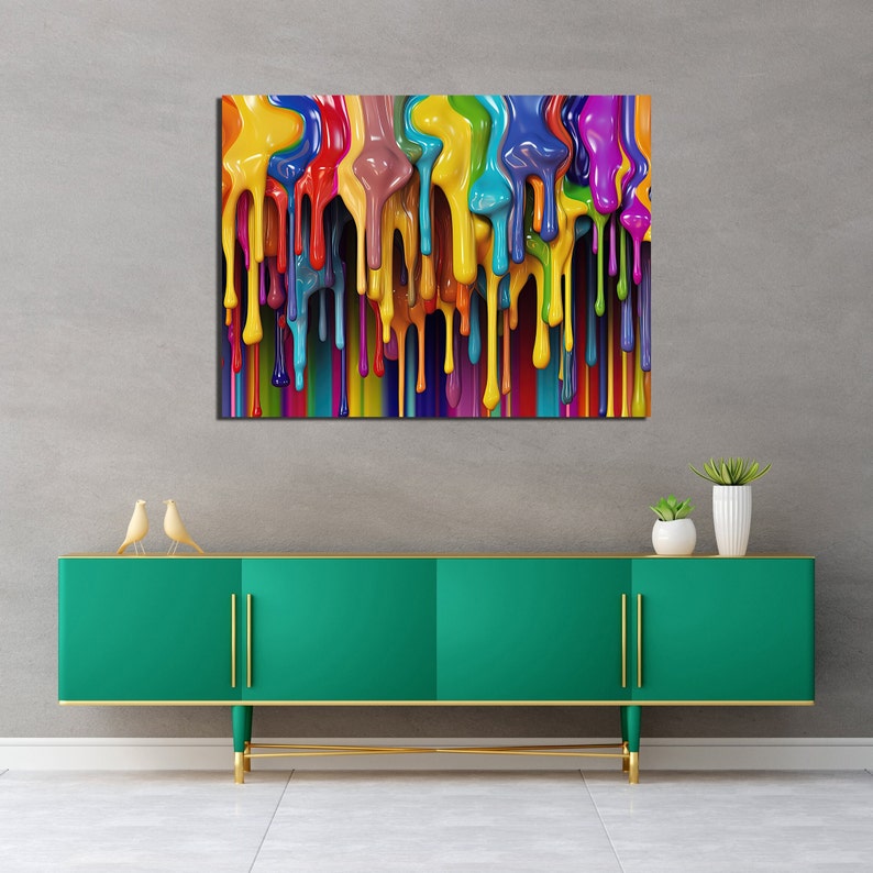 Colorful Graffiti Paint Drops Acrylic Wall Art, Acrylic Glass Wall ...