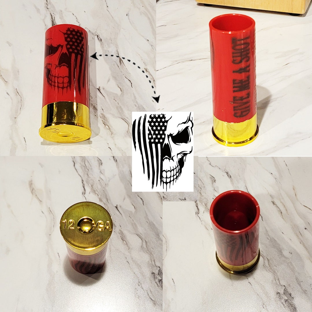 Custom Engraved Shot Glass Shotgun Shell Photo or Initials Shot Glass ...