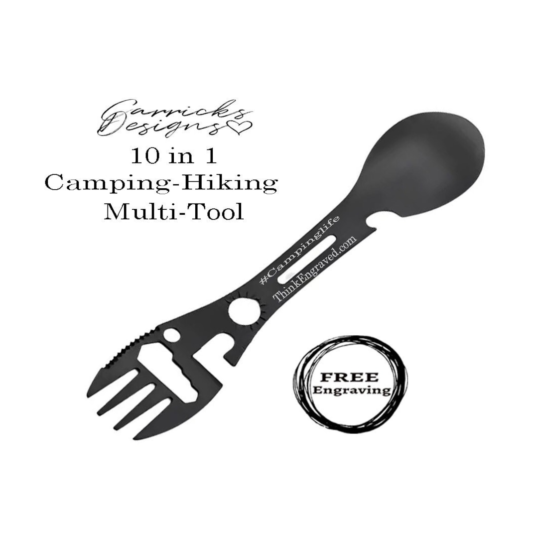 Personalized 12 IN 1 Camping Spoon, Fork Multi Tool With a Wrench Knife ...
