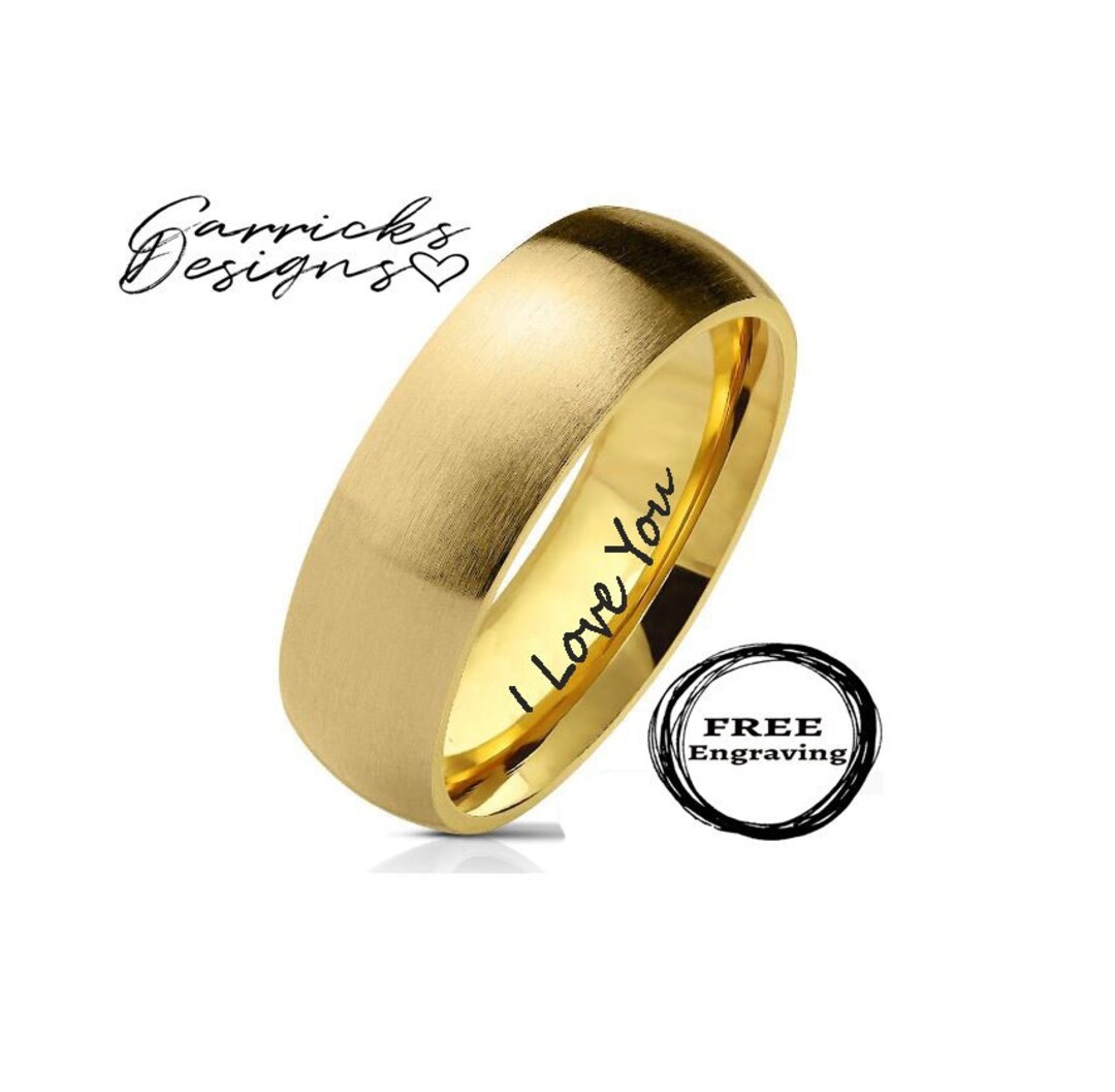 Personalized Engraved Men's Matte Gold Promise Ring 6MM Engraved Guys ...