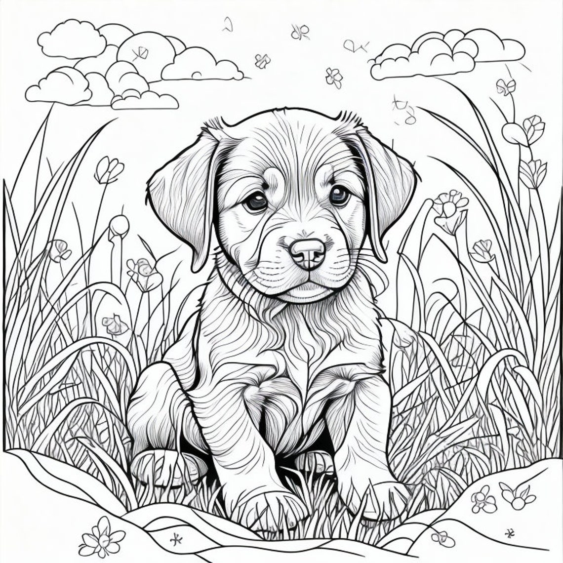 Multiple Cute Puppy's Coloring Pages for Kids - Etsy