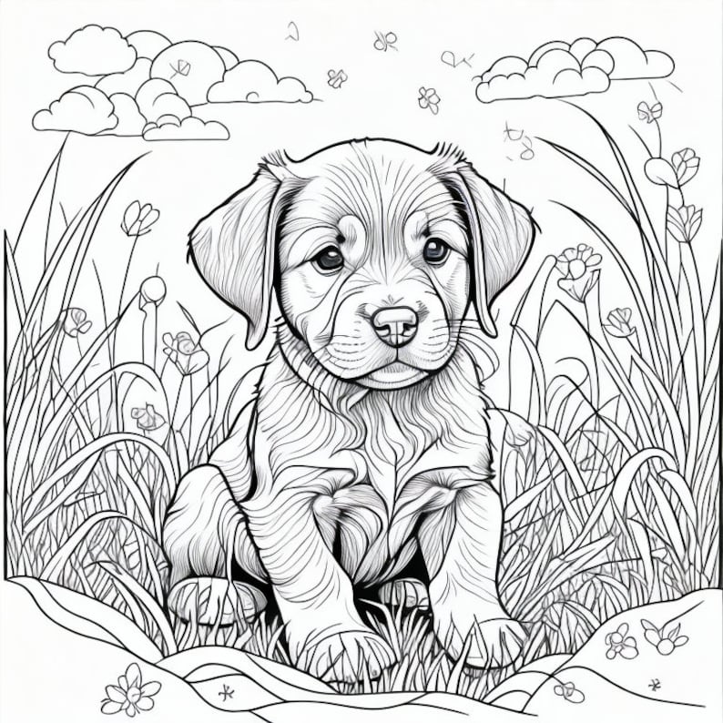 Multiple Cute Puppy's Coloring Pages for Kids - Etsy