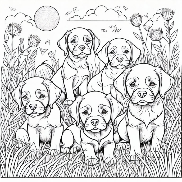 Multiple Cute Puppy's Coloring Pages for Kids - Etsy