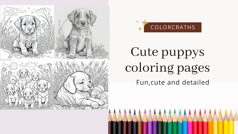 Multiple Cute Puppy's Coloring Pages for Kids - Etsy
