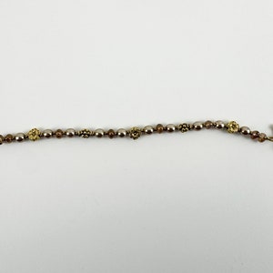 Rose Gold Glass Beads With Gold Flower Spacers Unique Handmade Bracelet ...