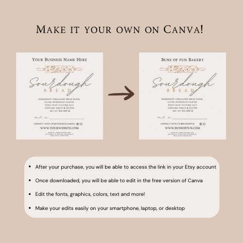 Custom Business Label for Food Label Custom Bakery Logo for Print ...