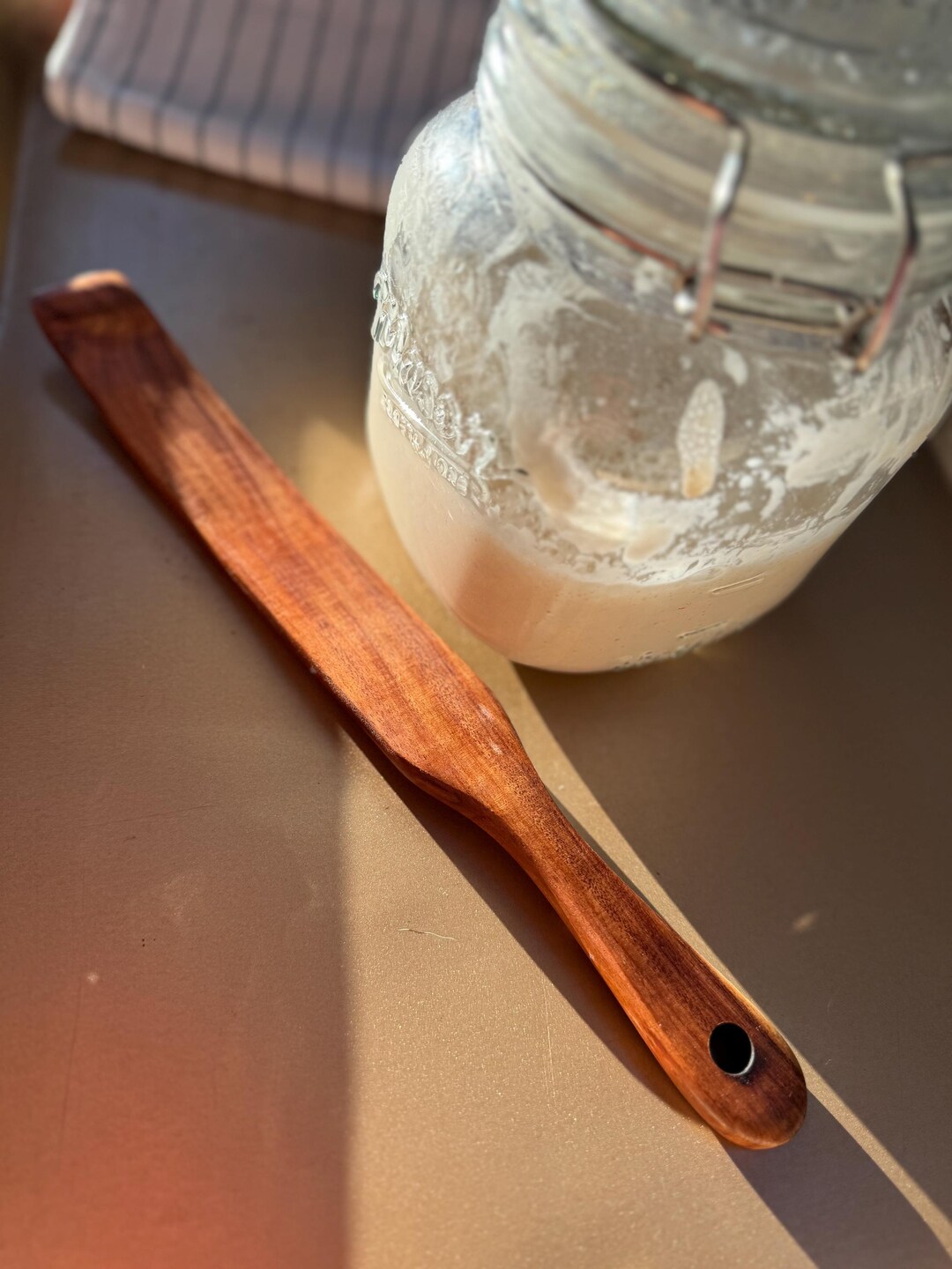 Teakwood Stirring Spatula for Sourdough Starter Bread Gift Mom Wooden ...