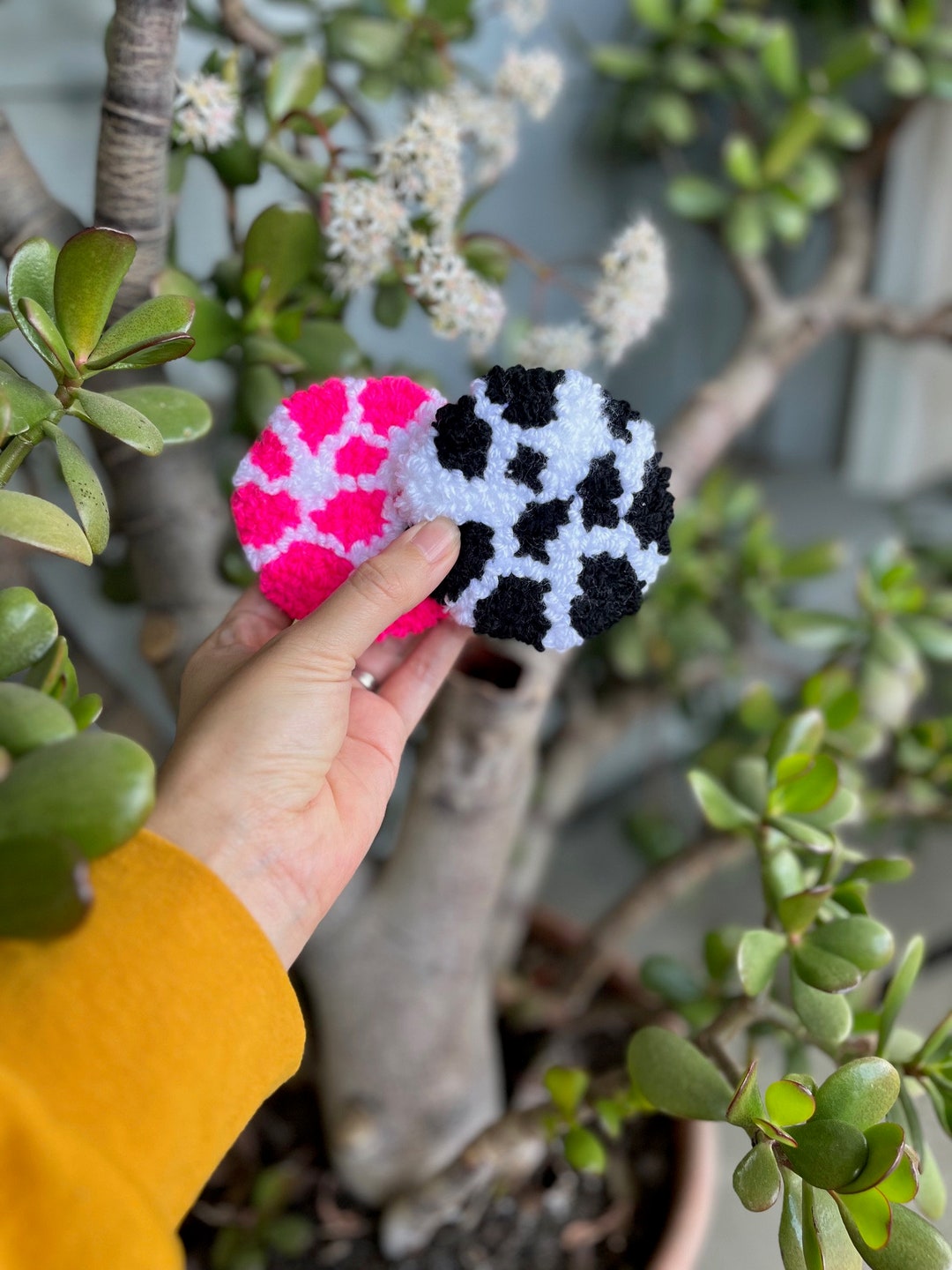 Cow Print Car Coaster Set, Punch Needle Coaster, Coffee Coaster, Drink ...