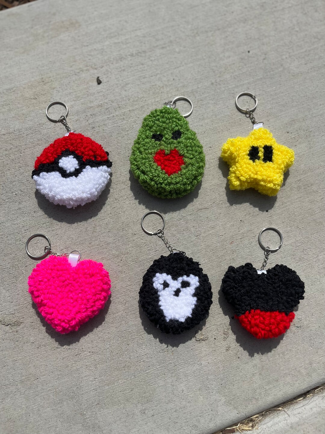 Punch Needle Keychain, Handmade, Punch Needle, Chunky Tufted Keychain ...