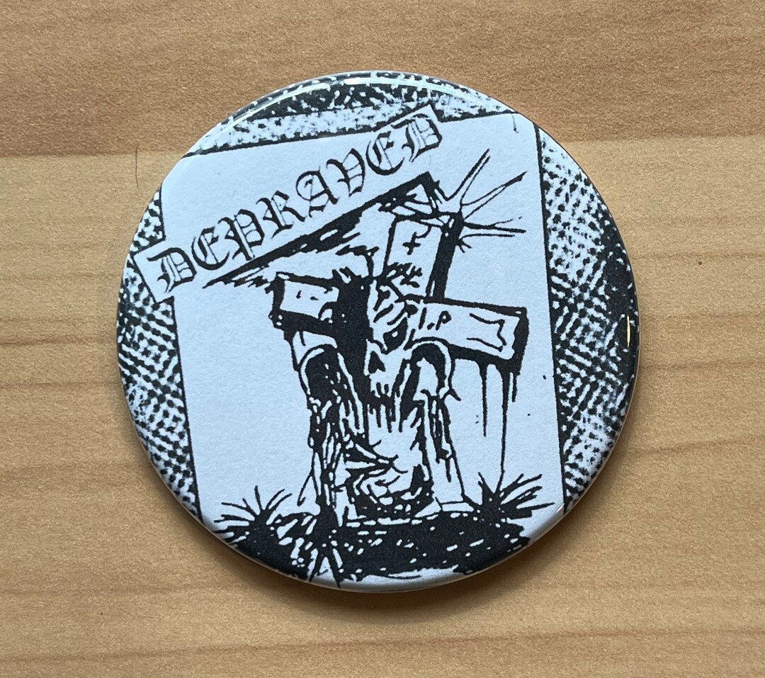 DEPRAVED Uk82 Punk Pin Badge Button Blitz Partisans Discharge Broken ...