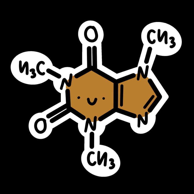 Happy Caffeine Chemistry Sticker - for Laptop Decal, Water Bottle ...