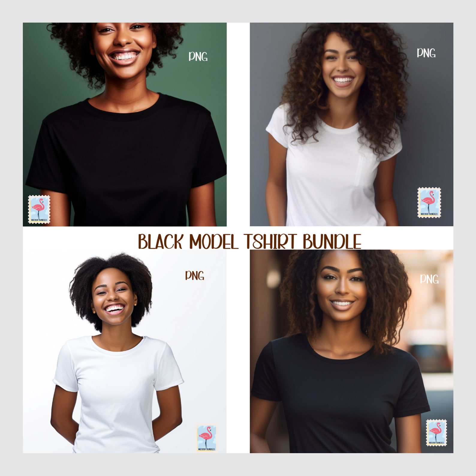 Tshirt Mockup Bundle, Black Model Mockup, African American Woman Mockup ...