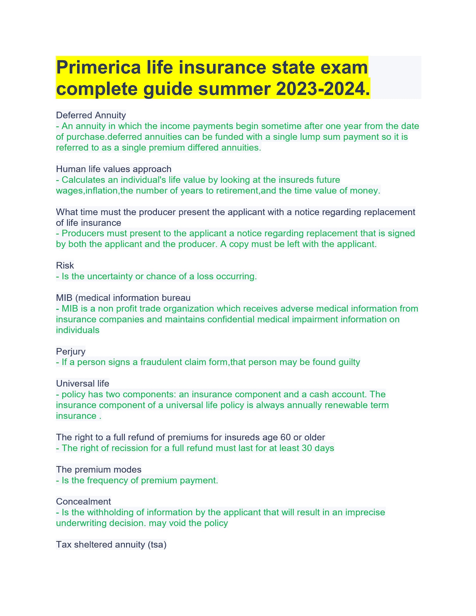 Primerica Life Insurance State Exam Complete Guide Summer 2023-2024 - Etsy