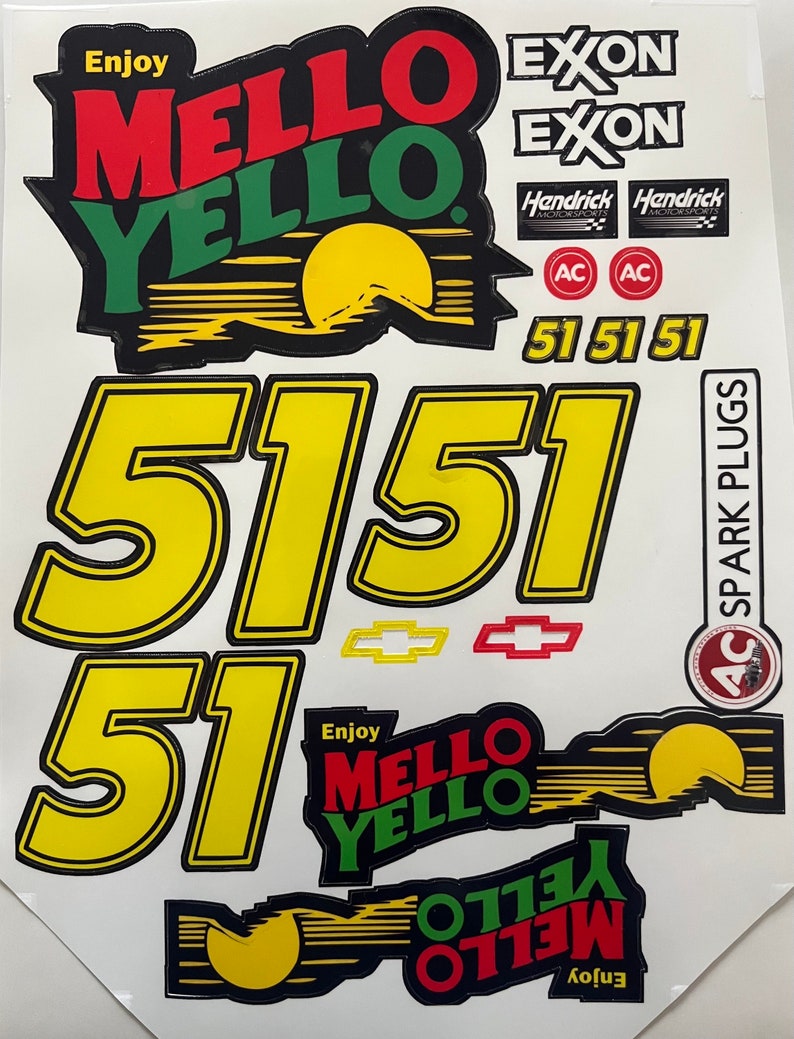 1/10 Scale Days of Thunder Mello Yello #51 Vinyl Decal Sheet - Etsy