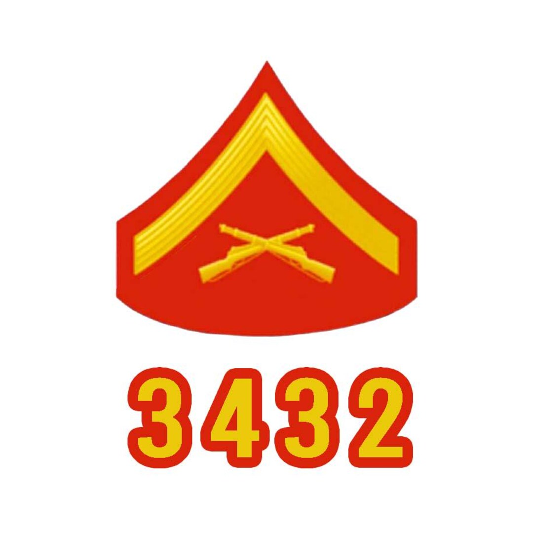 USMC Rank MOS Sticker, Chevrons Marine Corps US Marine Military Decal ...