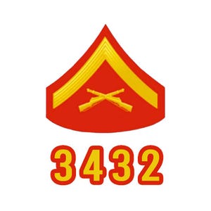 USMC Rank MOS Sticker, Chevrons Marine Corps US Marine Military Decal ...