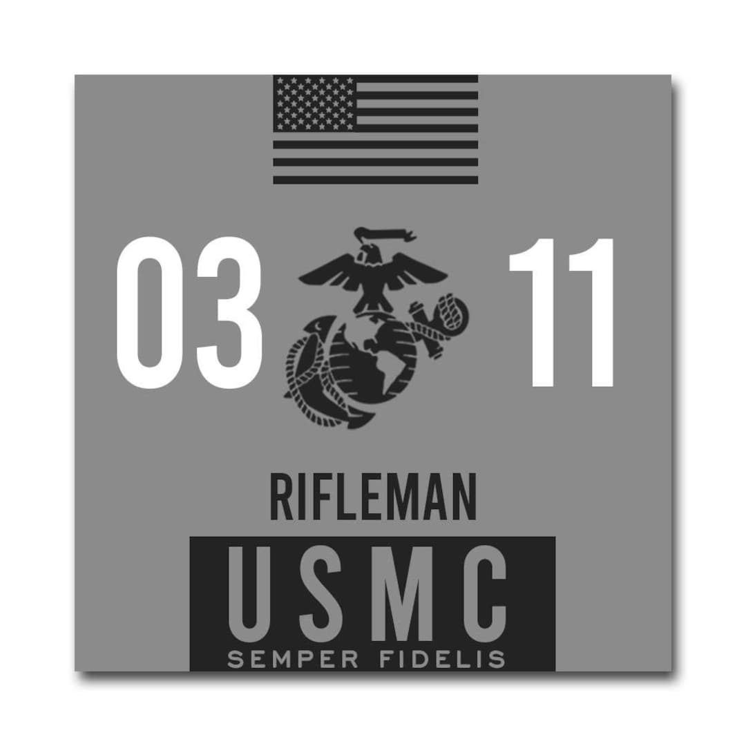 USMC MOS Tactical Gray Military Decal Marine Corps Mos Decal US Marine ...