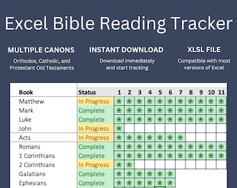 Automated Bible Tracker W/ Reading Plans | Excel Bible Reading Plan ...