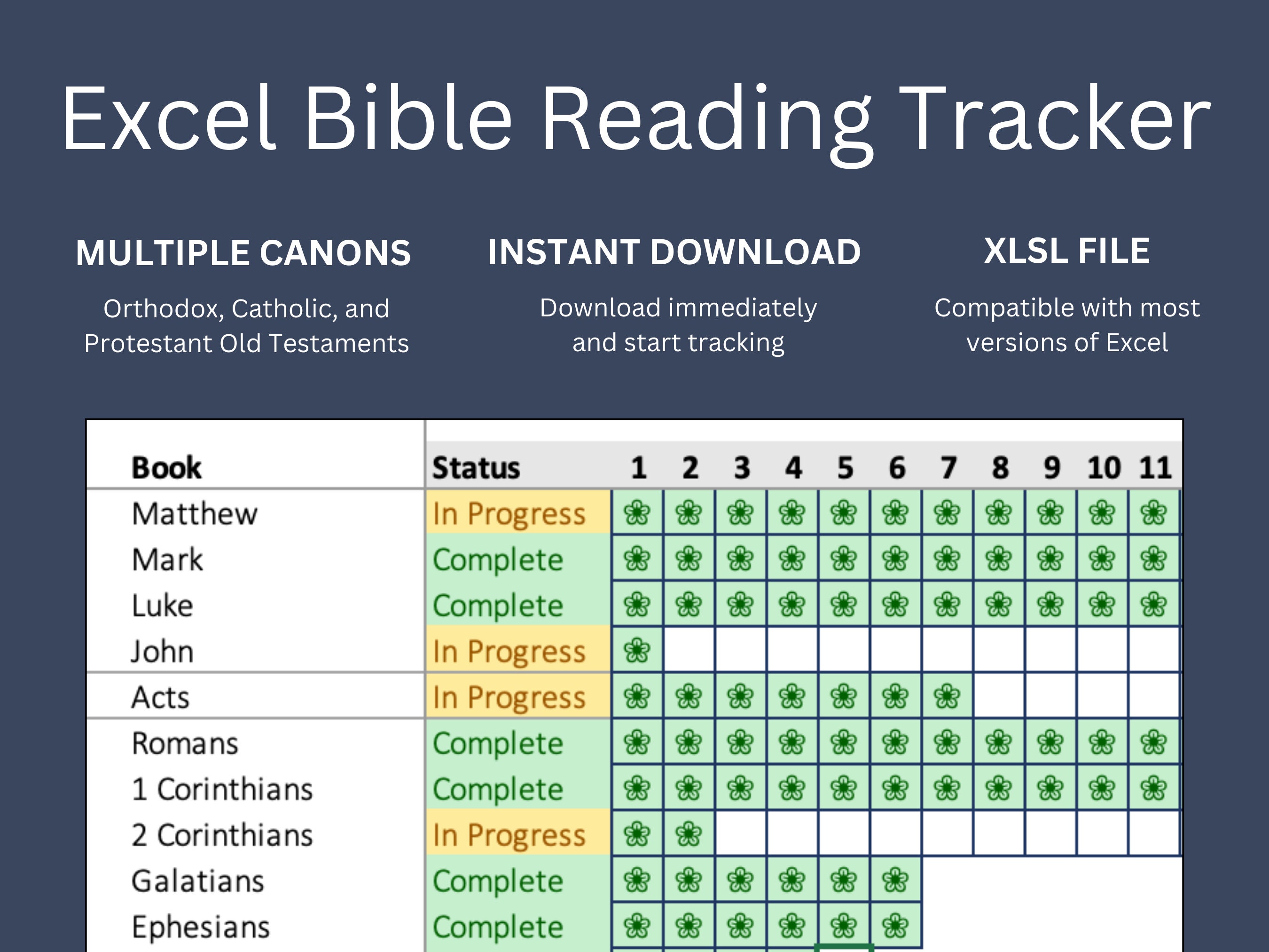 Automated Bible Tracker W/ Reading Plans | Excel Bible Reading Plan ...