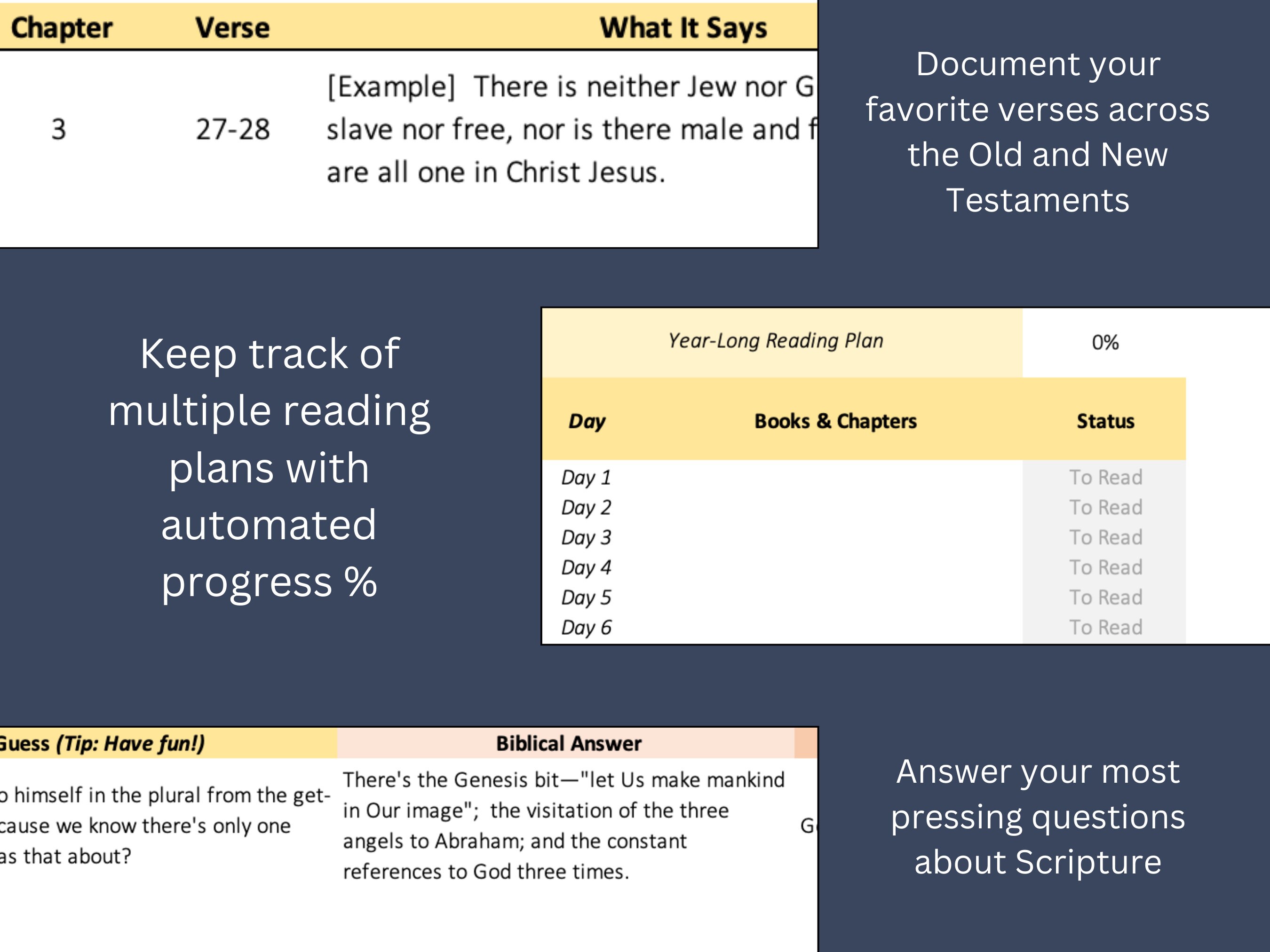Automated Bible Tracker W/ Reading Plans | Excel Bible Reading Plan ...