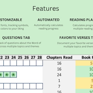 Bible Tracker Spreadsheet | Excel Instant Digital Download | Automated ...