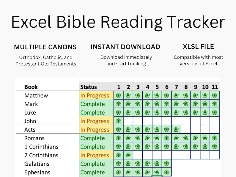 Automated Bible Tracker W/ Reading Plans | Excel Bible Reading Plan ...