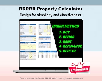 BRRRR Property Investment Calculator: Real Estate Returns (excel and ...
