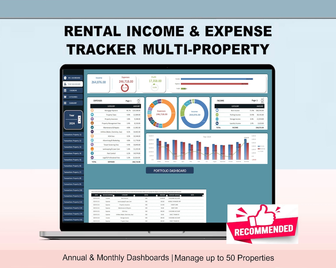 Rental Income & Expense Tracker: Multi-property Excel Spreadsheet - Etsy