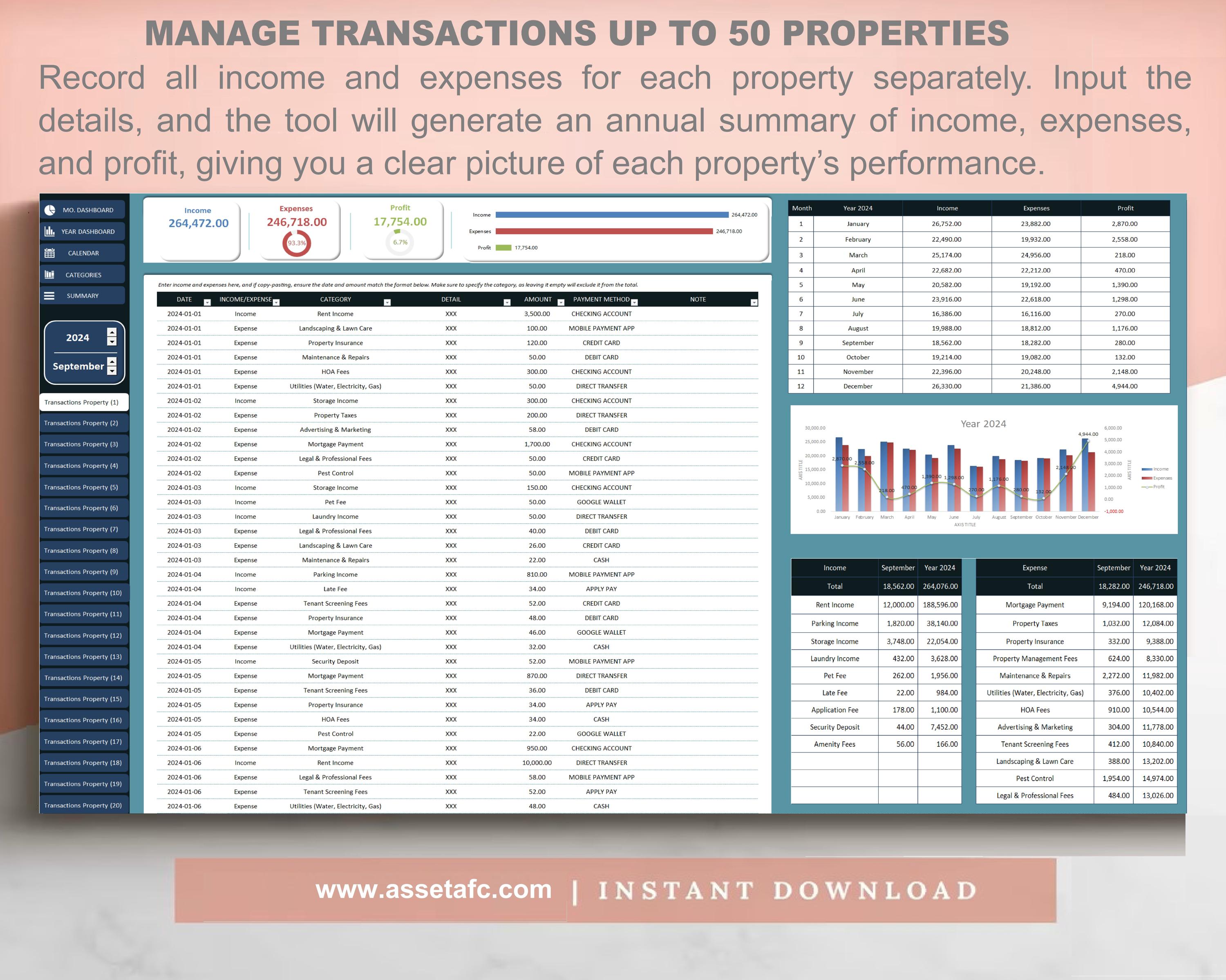 Rental Income & Expense Tracker: Multi-property Excel Spreadsheet - Etsy