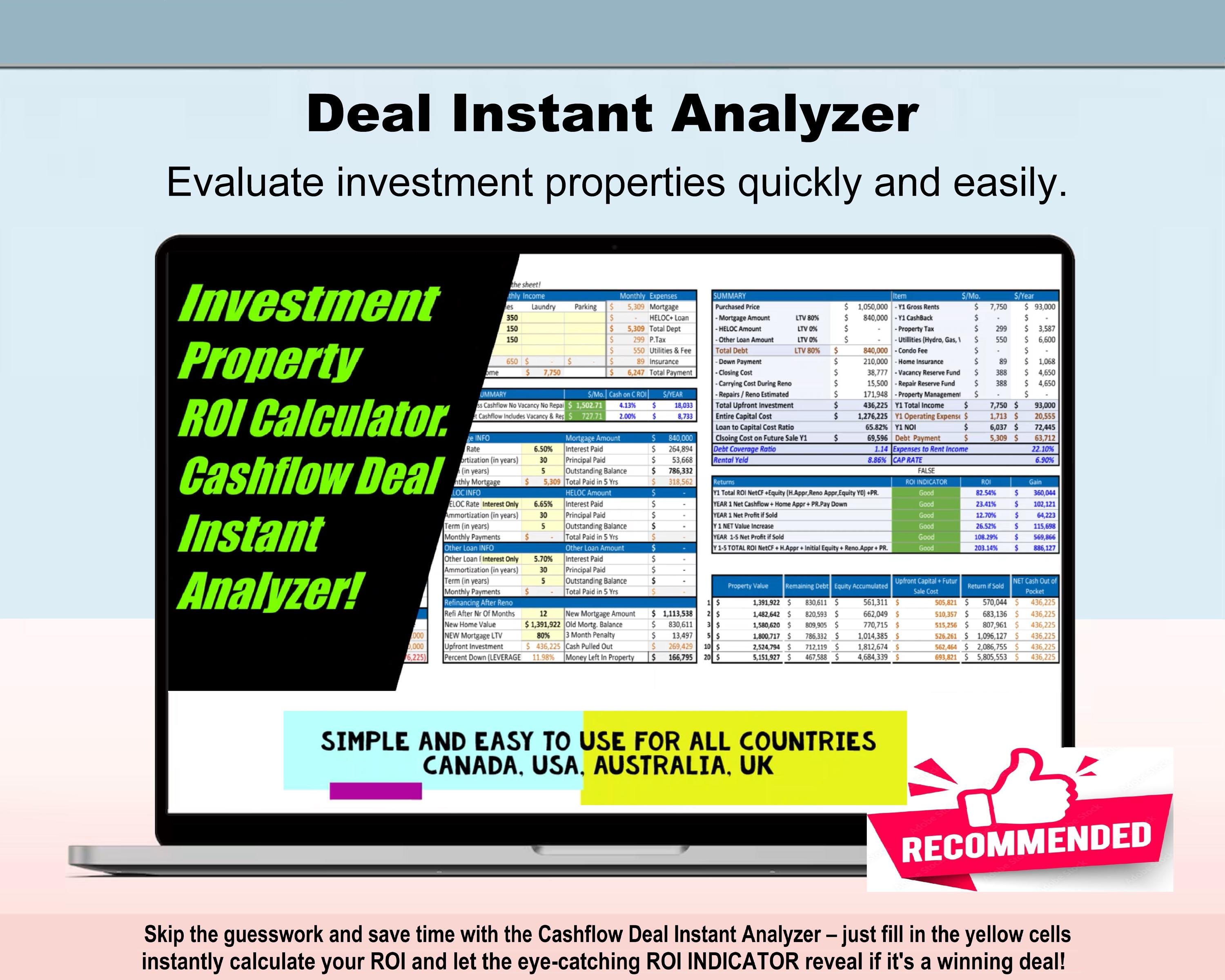 Deal Instant Analyzer Real Estate Investment Analyzer: ROI Cashflow ...