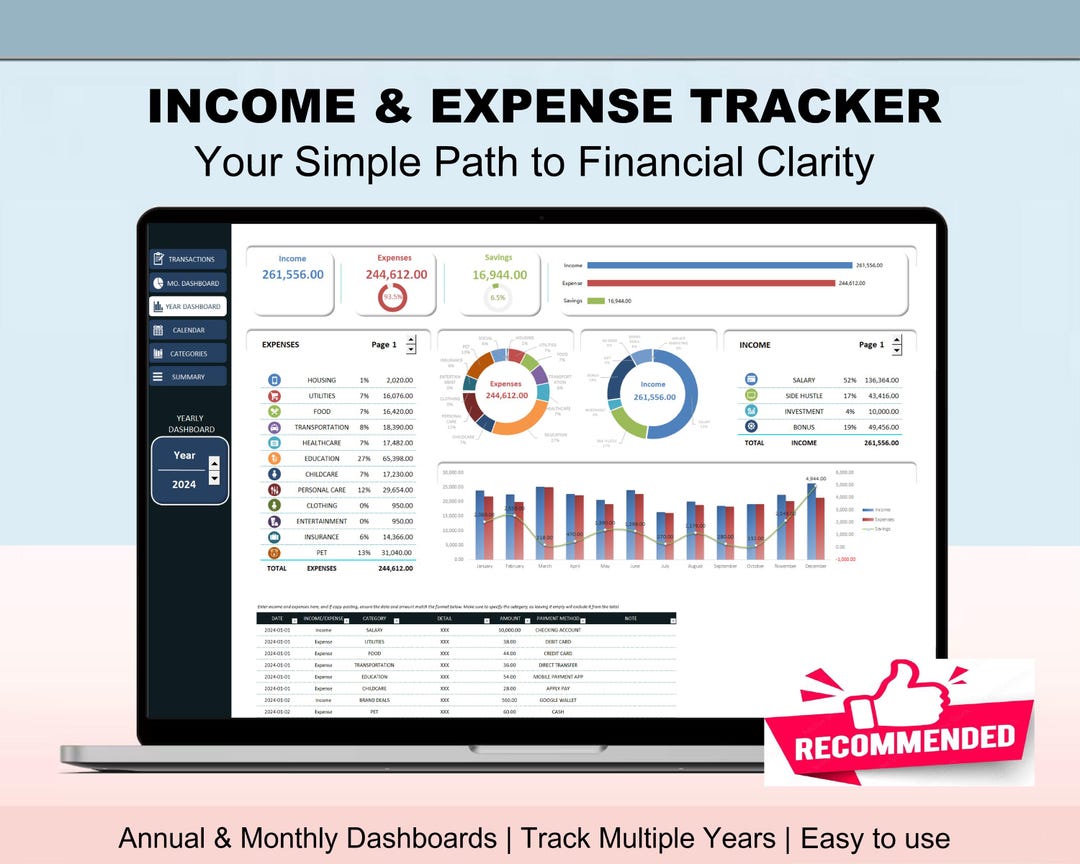 Buy Income and Expense Tracker Spreadsheet Personal Financial Planner ...