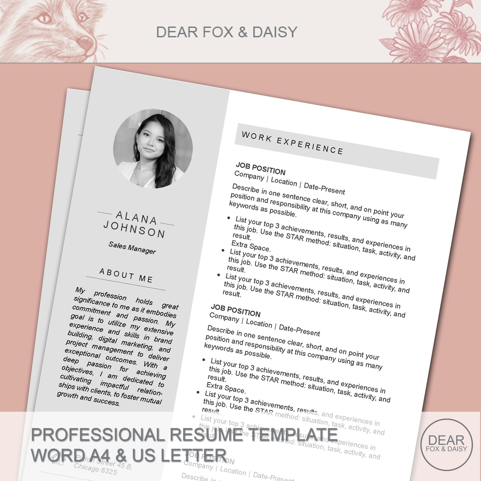 Professional Resume Template Word | Clean CV Design | Modern Curriculum ...