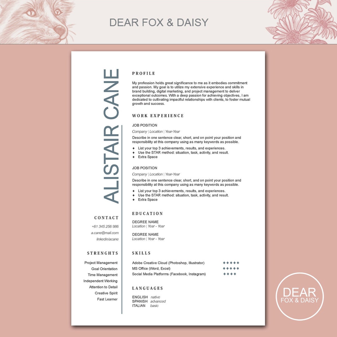 Clear Resume Template | Modern CV Design Word | Professional Curriculum ...