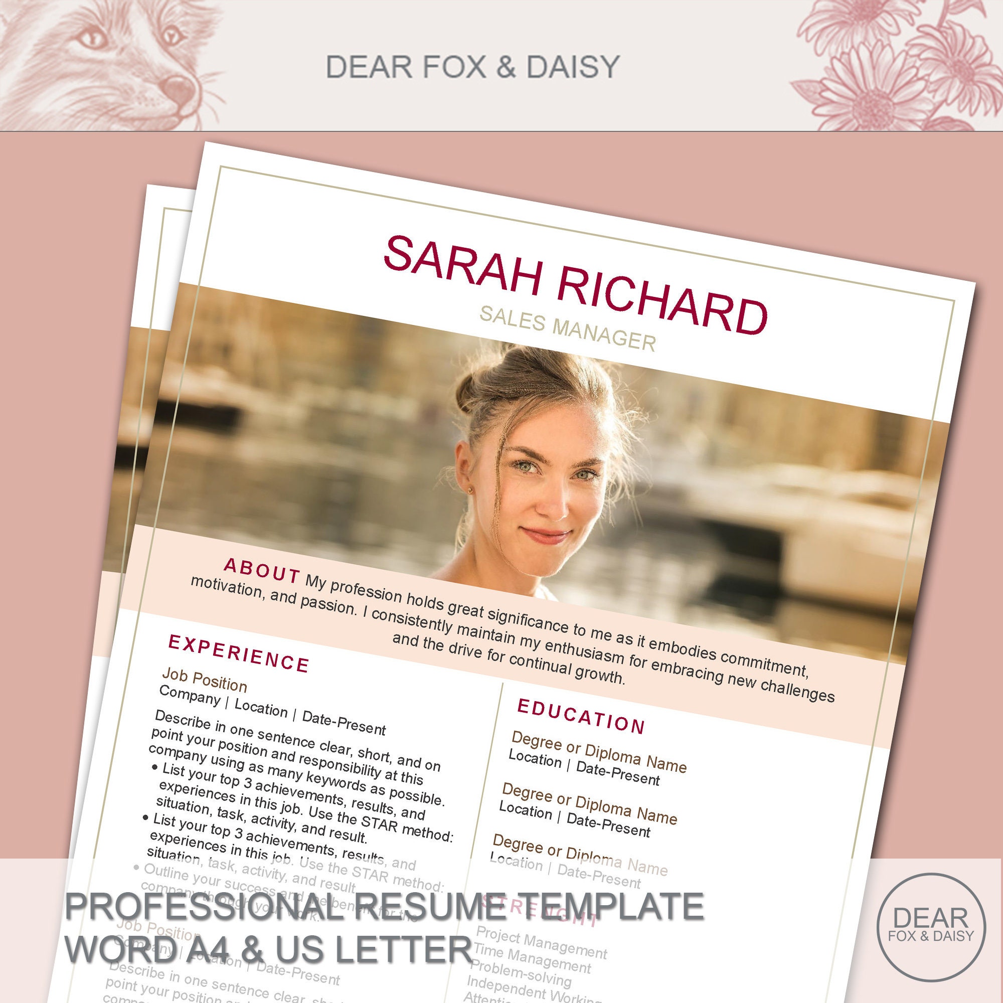 Creative Modern Resume Template Word CV Design Professional Curriculum ...