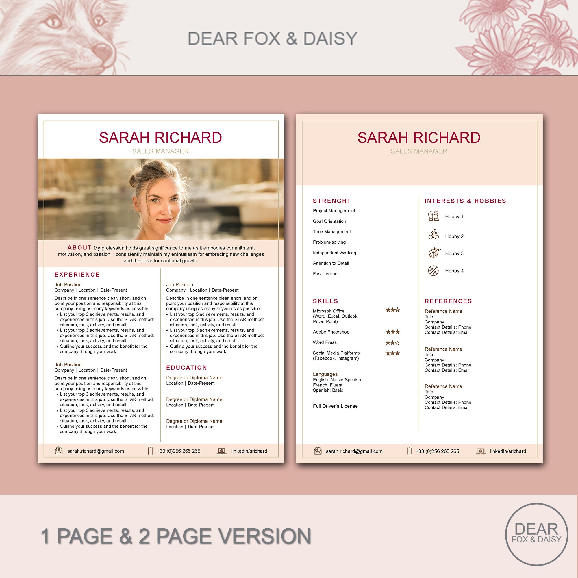 Creative Modern Resume Template Word CV Design Professional Curriculum ...