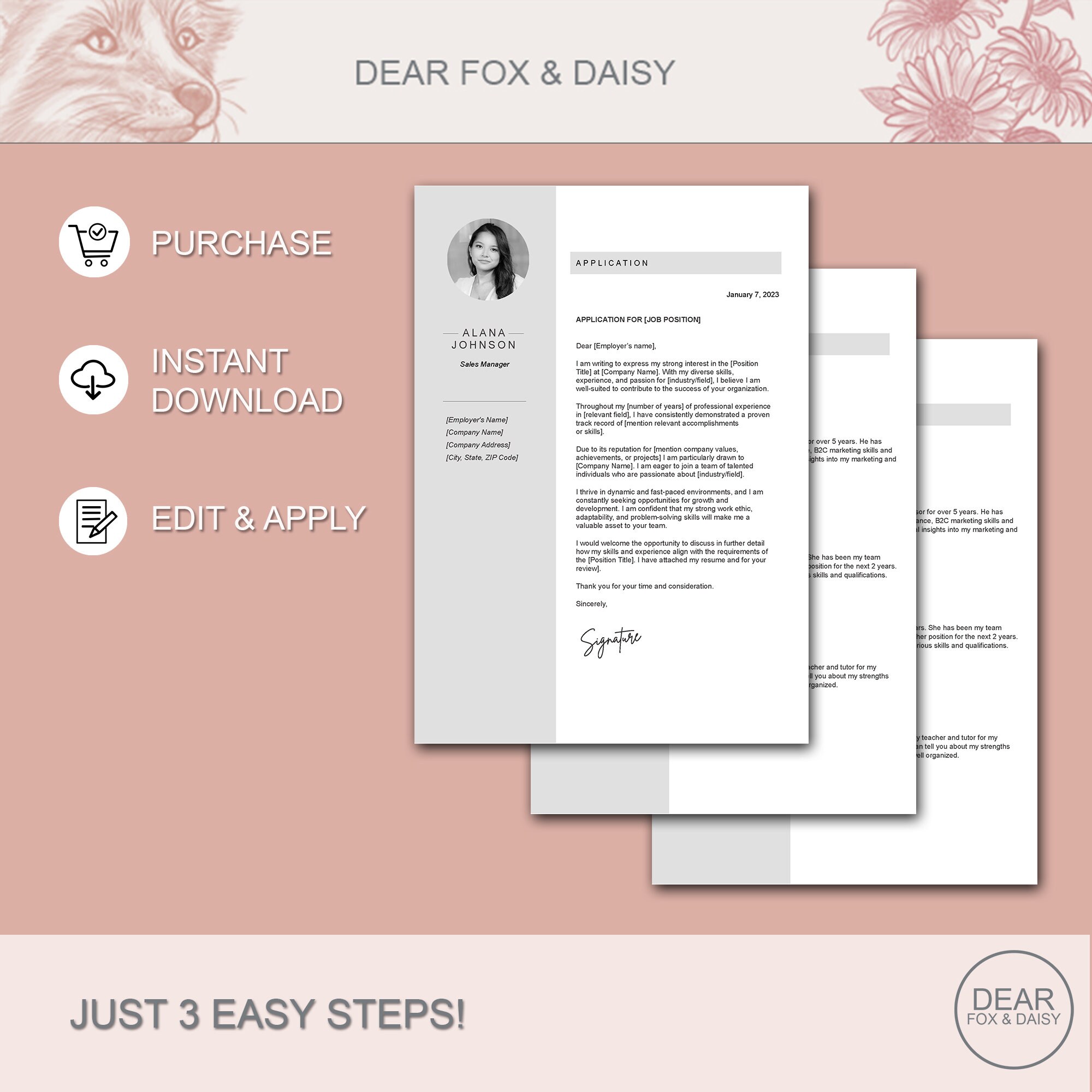 Professional Resume Template Word Clean CV Design Modern - Etsy