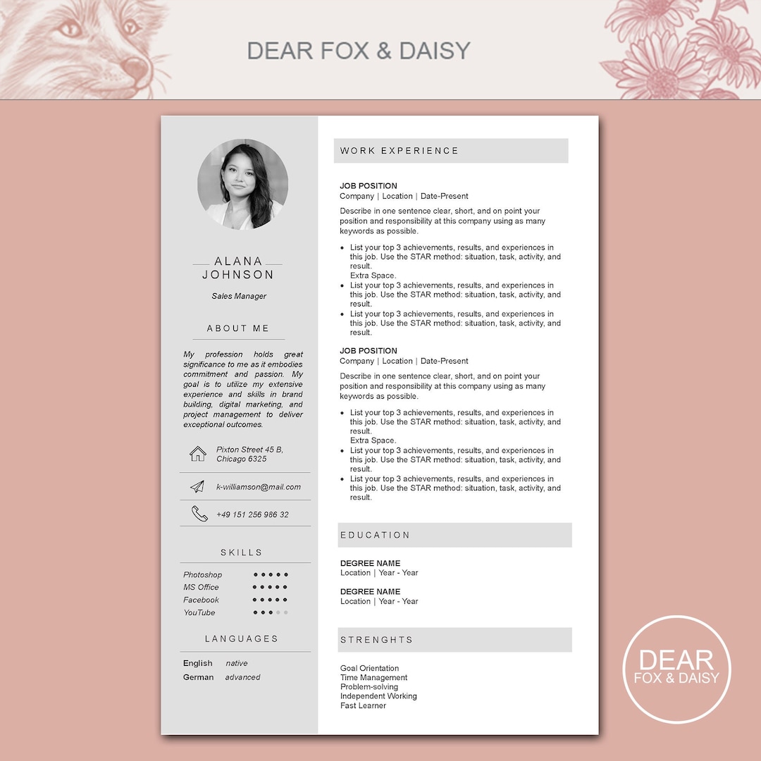 Professional Resume Template Word | Clean CV Design | Modern Curriculum ...