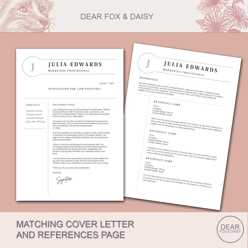 Monogram Resume Template Word Modern CV Design - Etsy