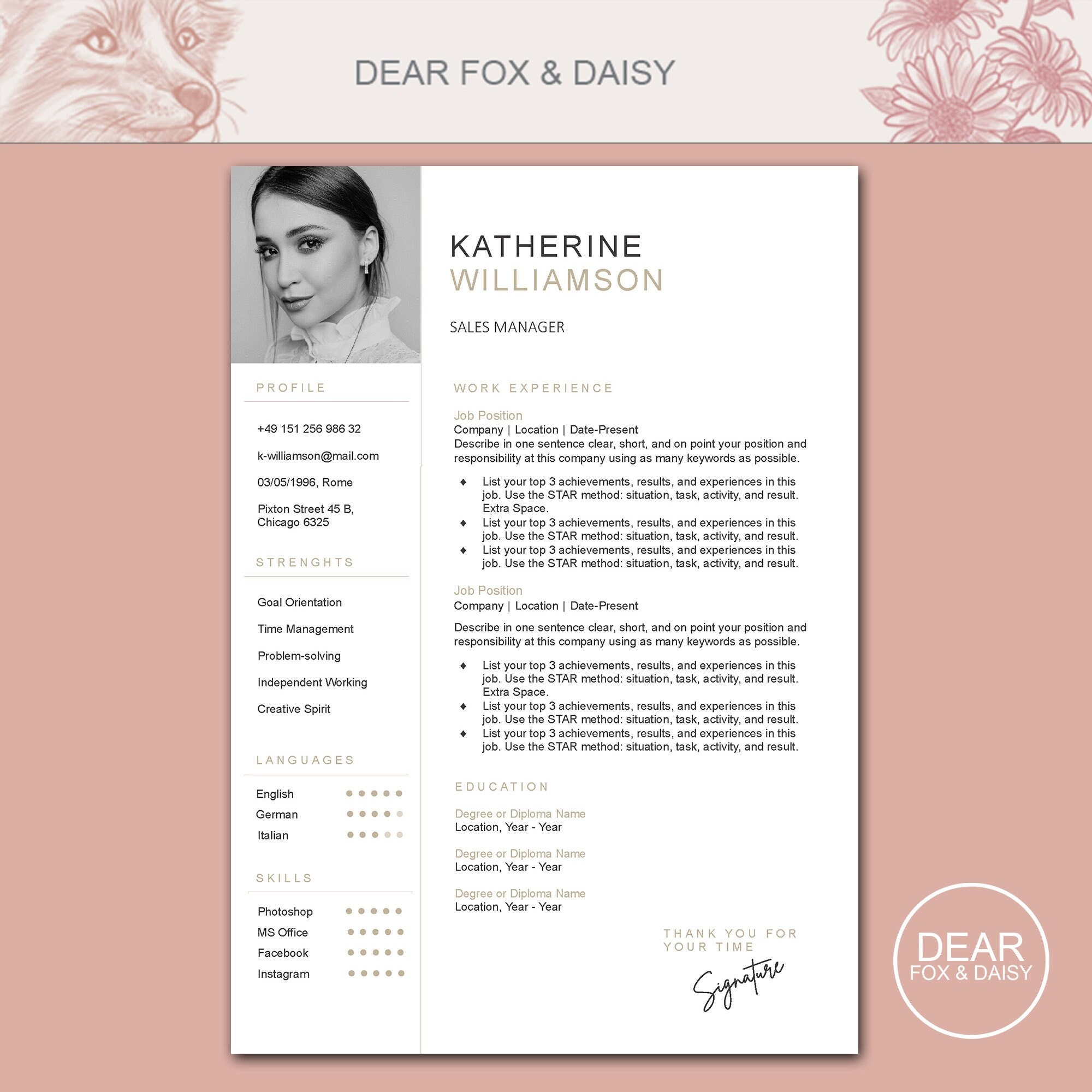Clear & Modern Resume Template Word | Professional Curriculum Vitae ...