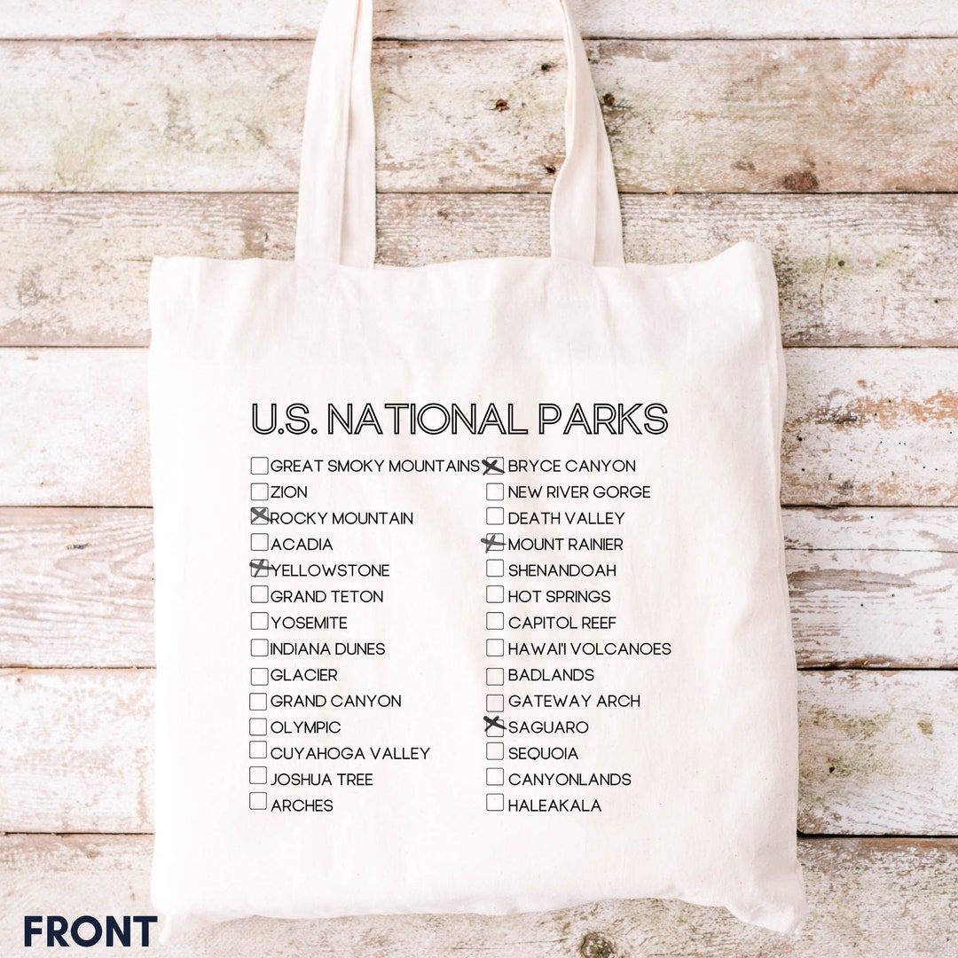 National Parks Tote, National Park Gift, National Park Checklist, Gift ...