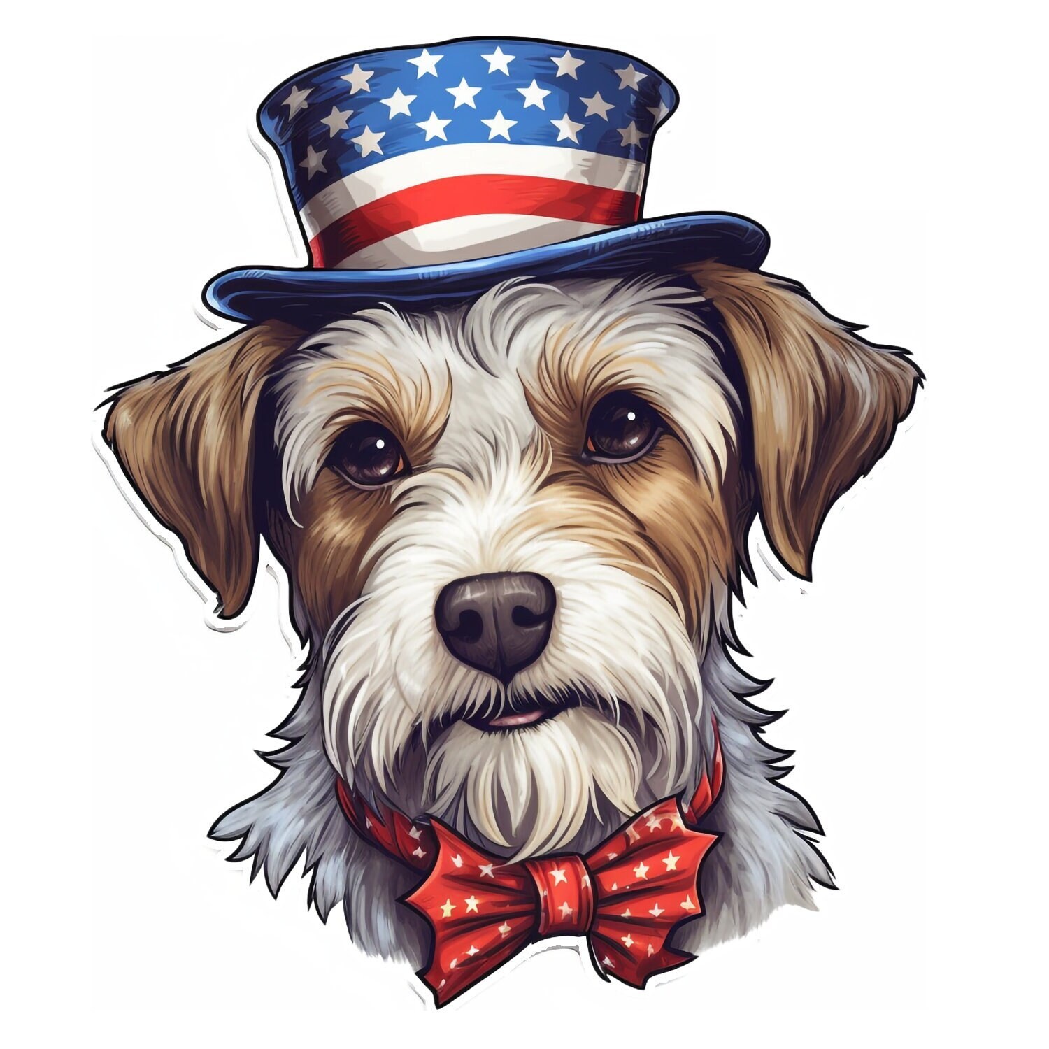 Dog Sticker // 4th of July Theme // Terrier - Etsy