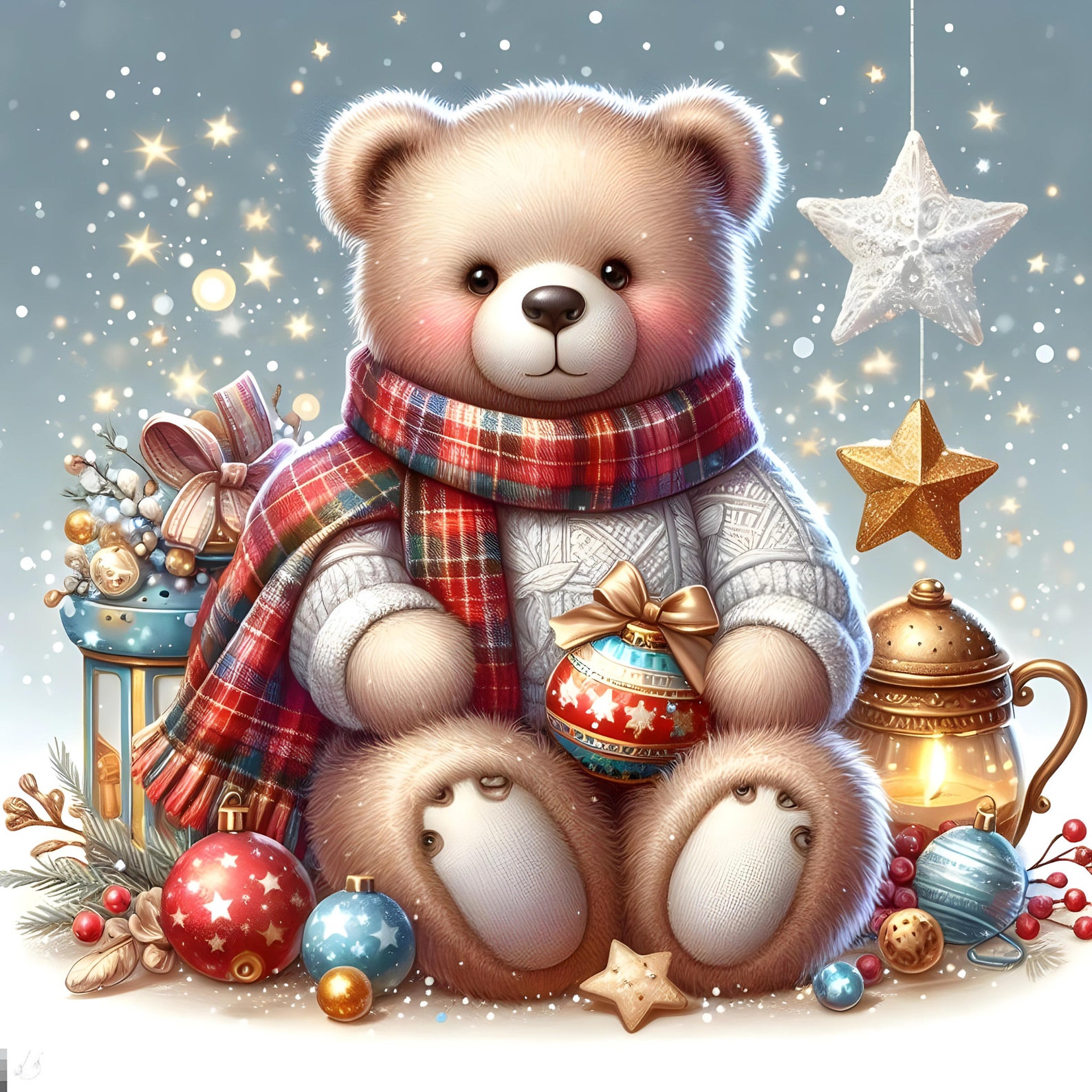 8 Christmas Teddy Bear Clipart Set - 8 Watercolor Holiday Bears ...